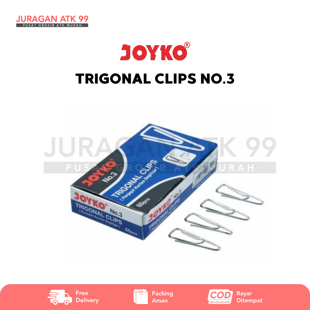 Jual Trigonal Clips Joyko NO.3 / Klip Penjepit Kertas Segitiga Joyko NO ...