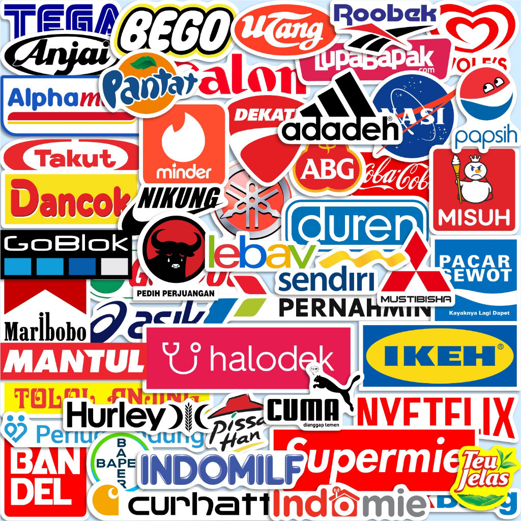Jual 50 PCS STICKER PACK BRAND PARODY HUMOR LUCU TYPO LOGO UNTUK ...