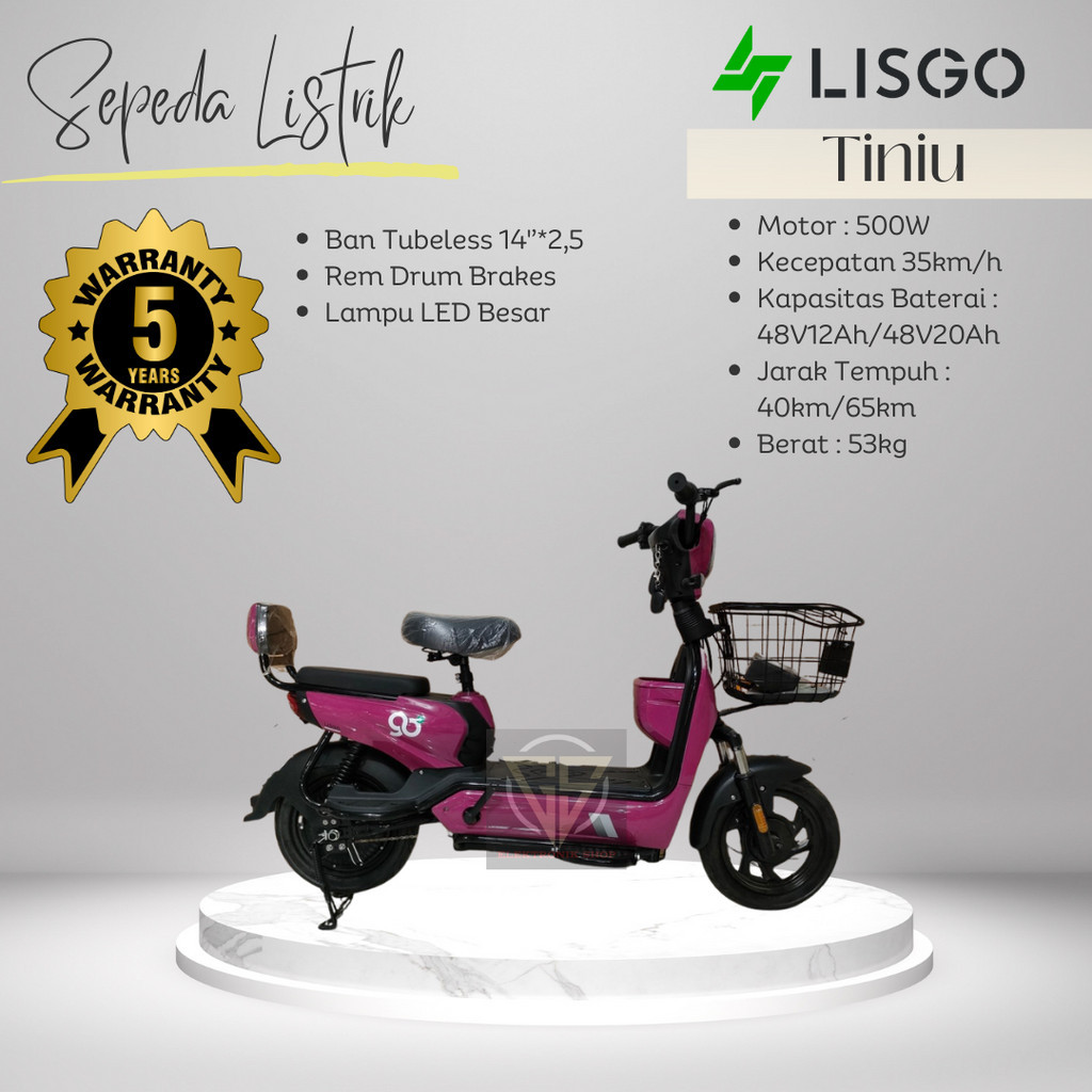 Jual Sepeda Listrik Lisgo Tuniu 500w | Shopee Indonesia
