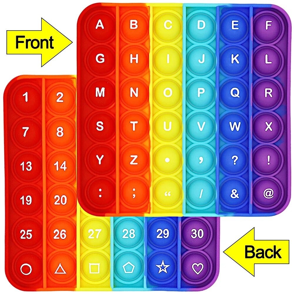 Jual Front Letters Back Numbers 2 in 1 Pop Fidget Toys, Push Its Bubble ...