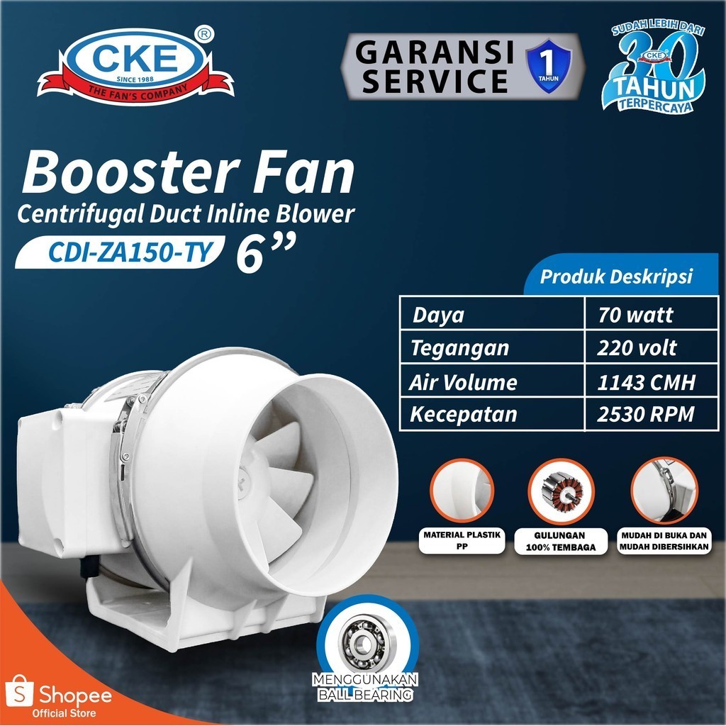 Jual Kipas Booster Fan Plastik 6" Inch Inline Duct Fan Ventilasi ...