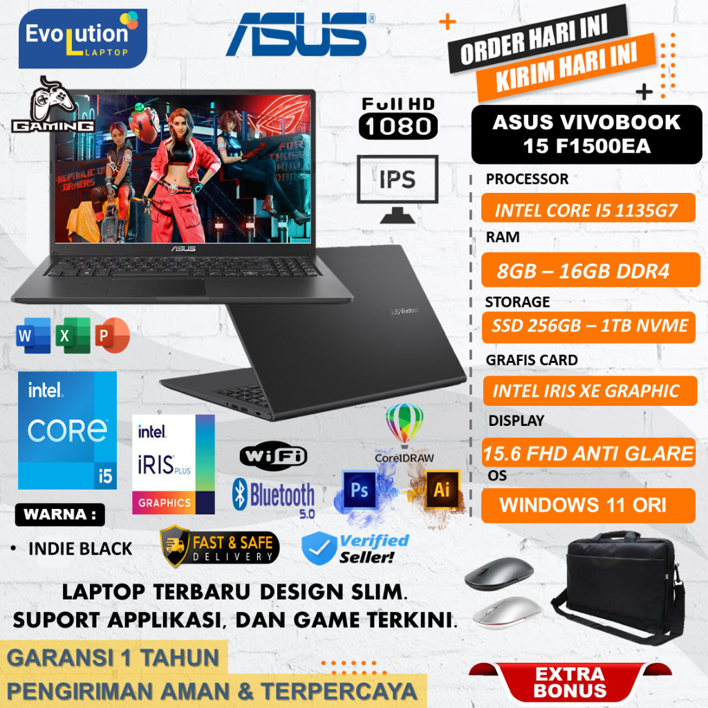 Jual Laptop Gaming Asus Vivobook 15 F1500EA INTEL CORE i5 1135G7 Ram ...
