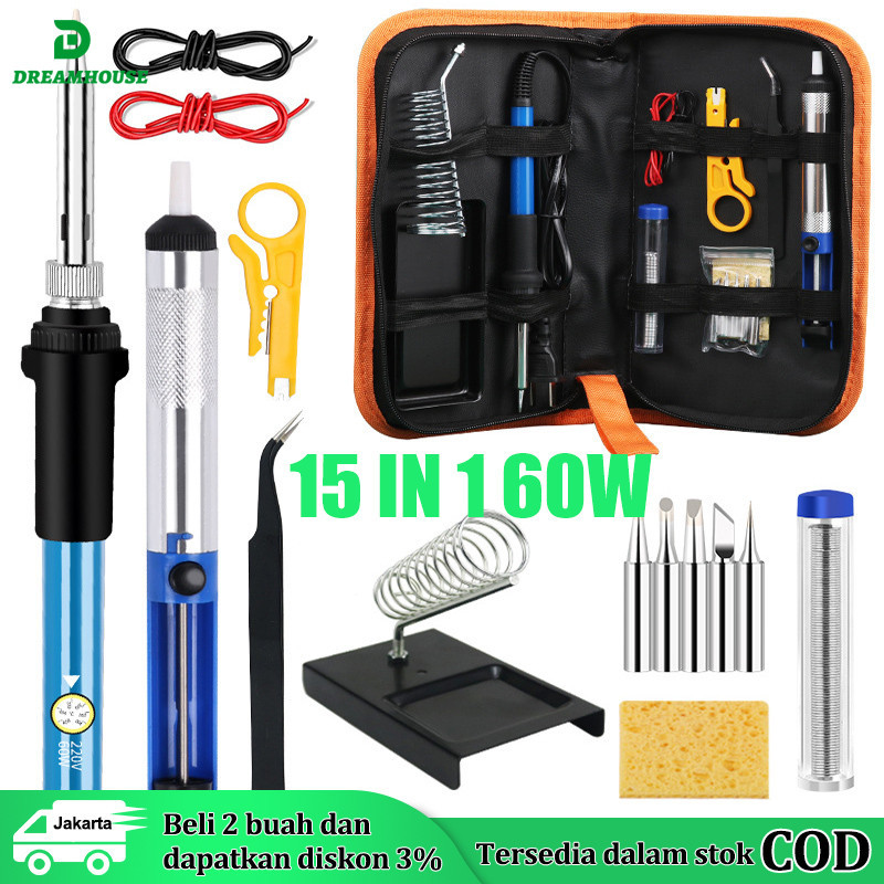 Jual Set Paket Solder Lengkap 60watt 220v /Solder listrik Set 15in1 Sedot Timah / Kitset Solder ...