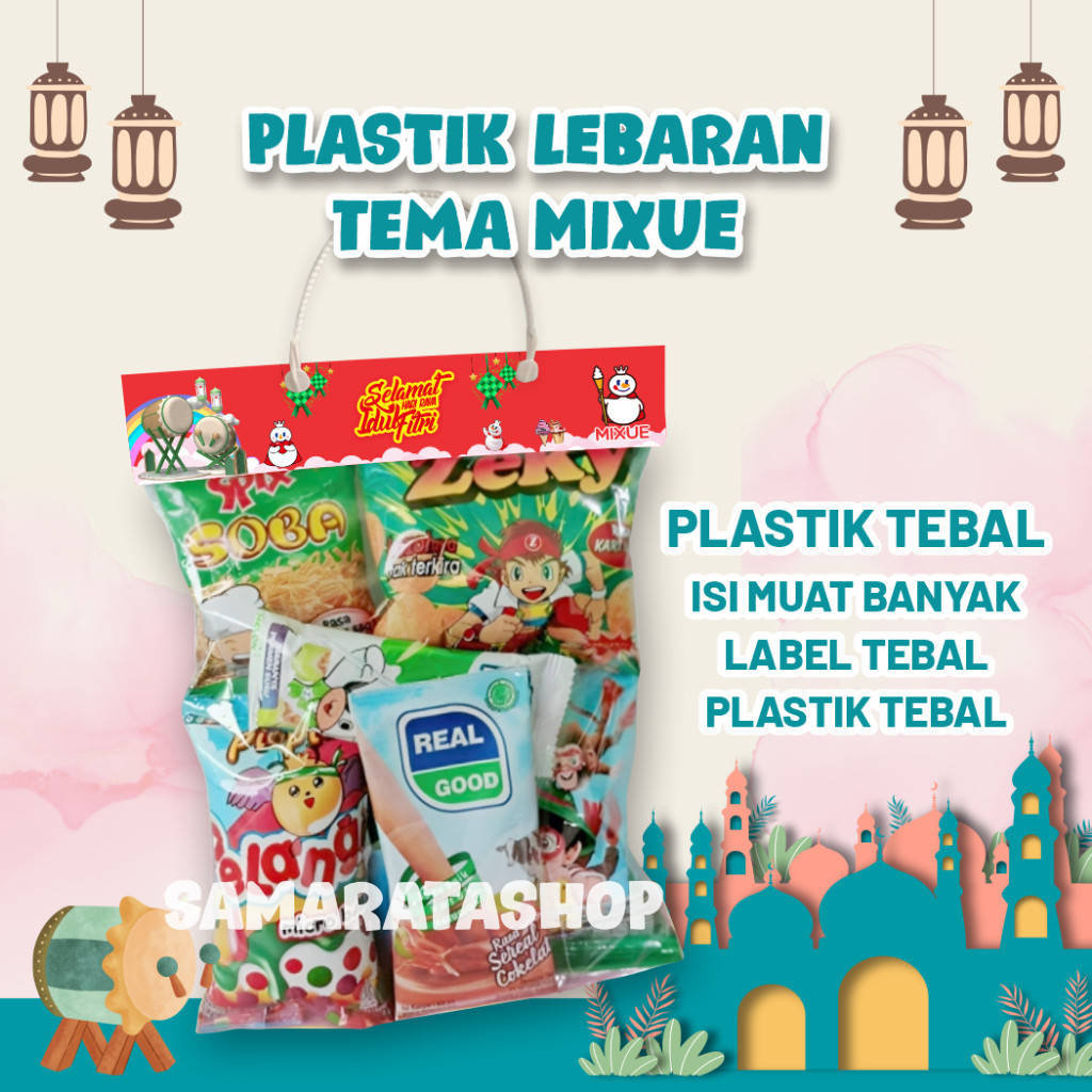 Jual MIXUE Label Snack Idul Fitr Parcel Snack Lebaran Ukuran Besar Tema ...