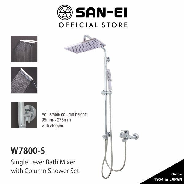 Jual SANEI Single Lever Bath Mixer with Column Shower Set W7800-S | Set Shower Dinding | Shopee ...