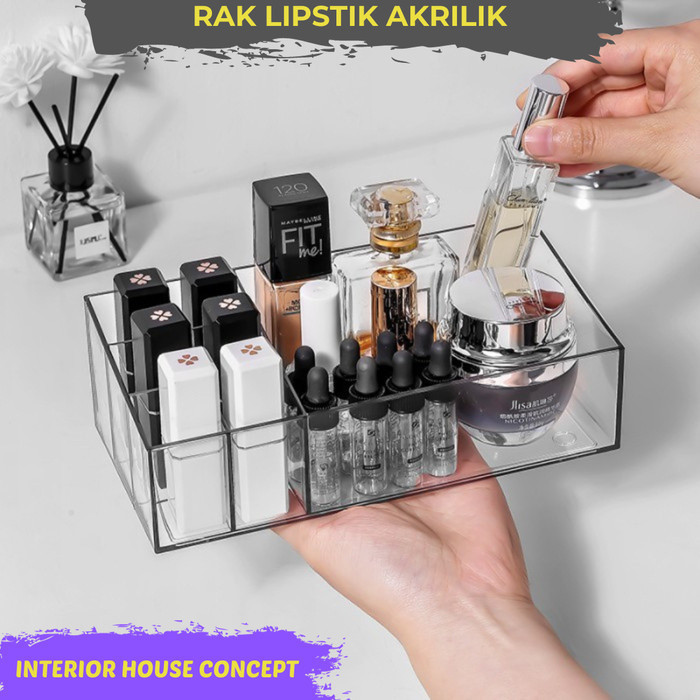 Jual Rak Tempat Lipstik Acrylic Wadah Kosmetik Sekat Minimalis Rak ...