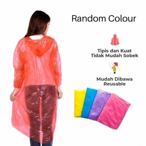 Jual Jas Hujan Plastik Plastic Ponco Disposable Raincoat Baju Sekali ...