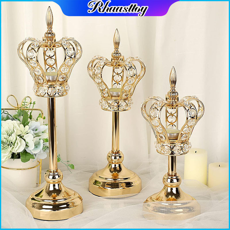 Jual Rhaast 1 set dari 3 Gold Crystal Crown Candlestick Holders Tempat ...