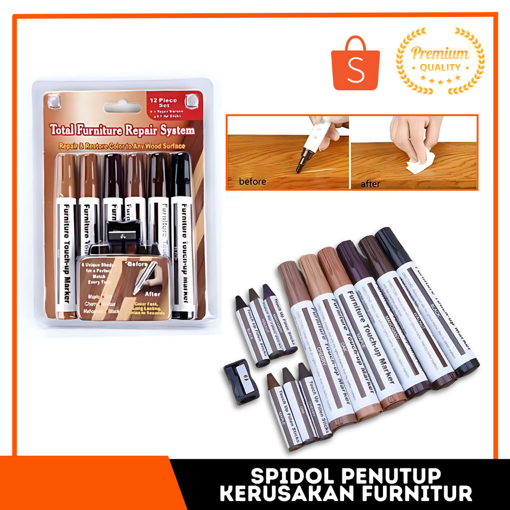 Jual Spidol Warna Furnitur Kayu Furniture Marker Repair SET 12pcs ...
