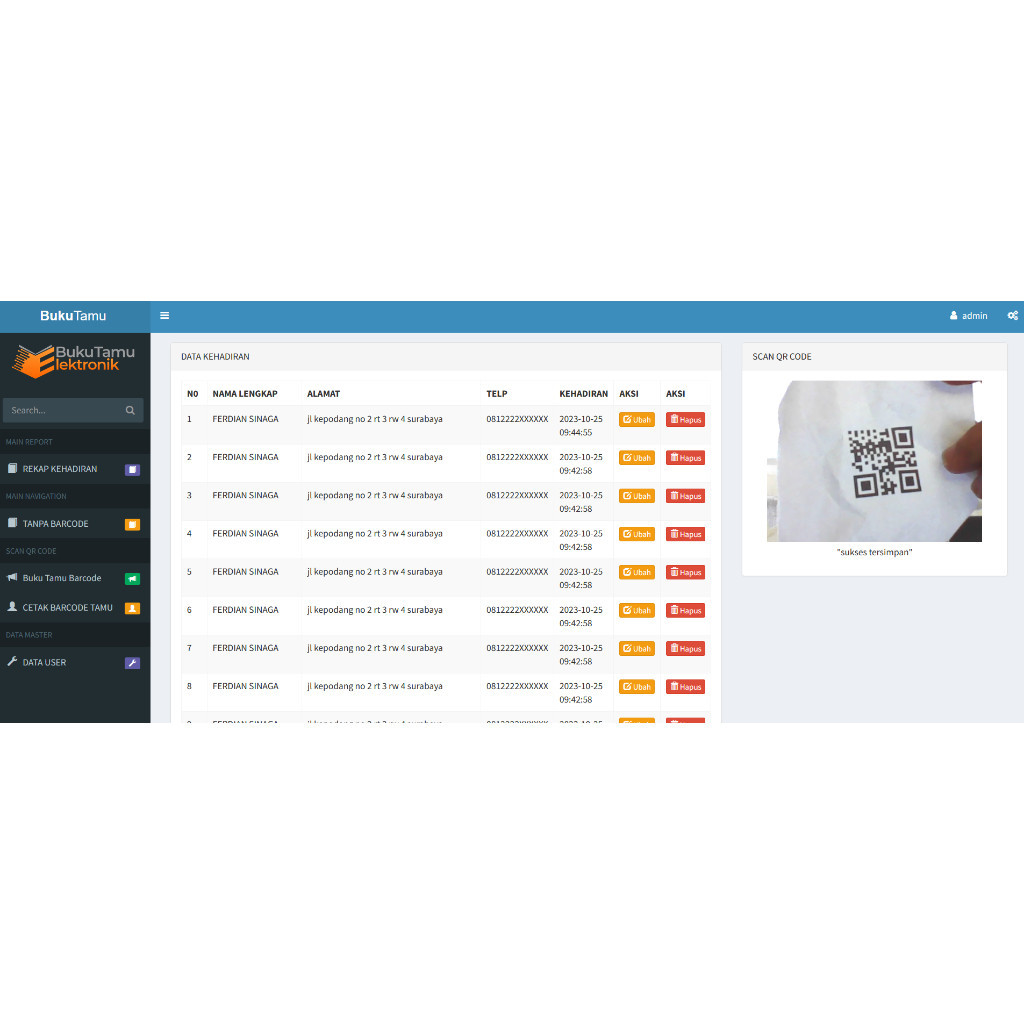 Jual source code aplikasi buku tamu digital dengan qrcode dan camera js ...