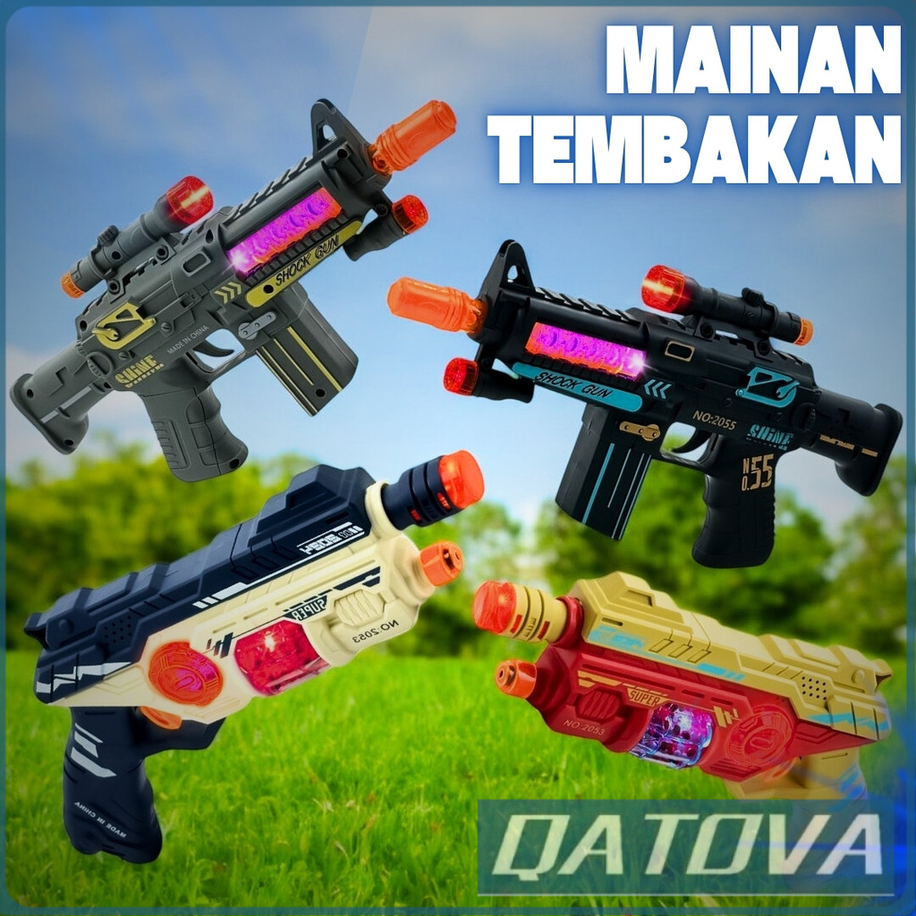 Jual QATOVA MAINAN ANAK PISTOL GUN 3D LASER LIGHT SOUND SUARA LAMPU VIBRATION GETAR MAINAN ANAK ...