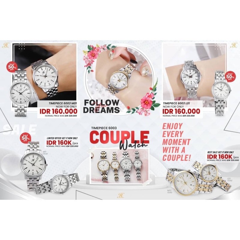 Jual JIMS HONEY JAM TANGAN COUPLE JT 6003 FREE EXCLUSIVE BOX ORIGINAL ...
