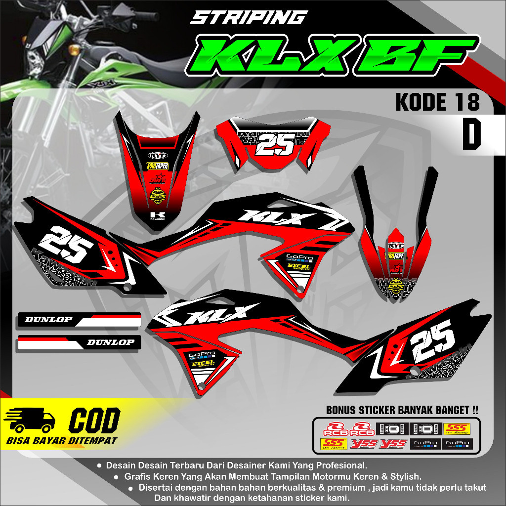Jual Stiker Striping Semi Full KLX 150 G/BF/SE Motif Supermoto Keren ...