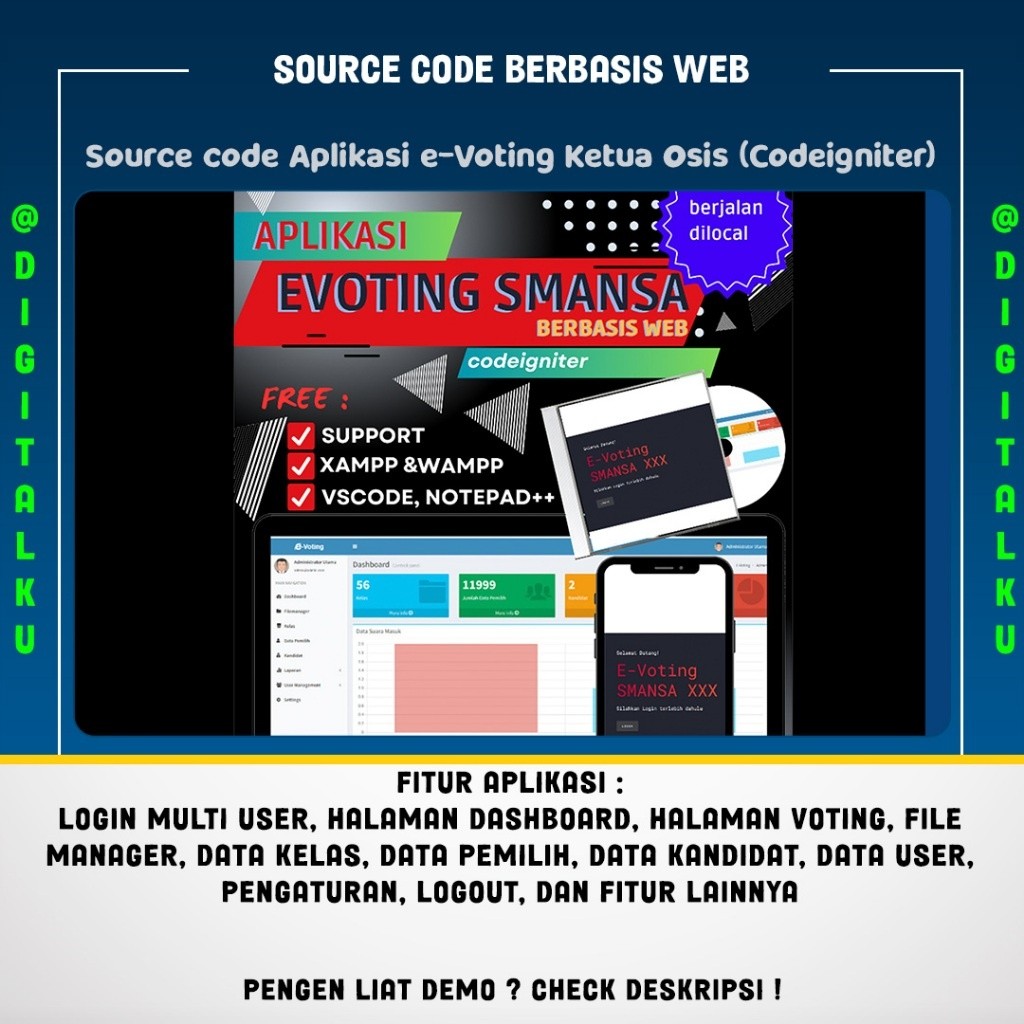 Jual Source code Aplikasi e-Voting Ketua Osis Berbasis Web (Codeigniter) | Shopee Indonesia