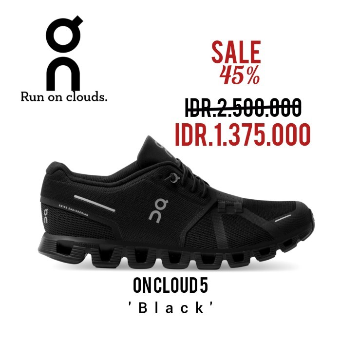 Jual ONCLOUD 5 'TRIPLE BLACK ' ORIGINAL BNWB - 43 | Shopee Indonesia