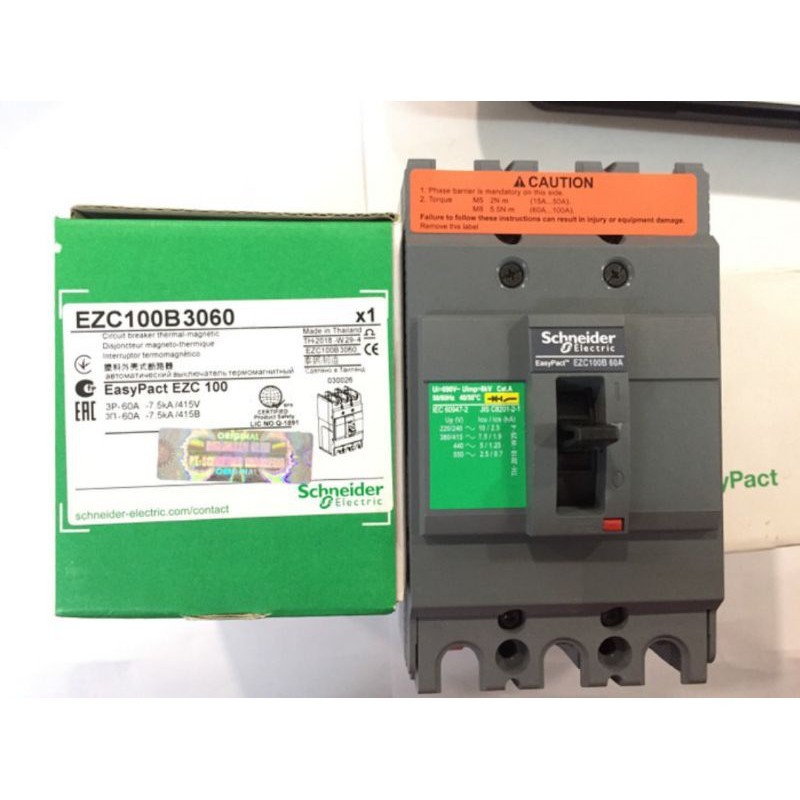 Jual SCHNEIDER MCCB 10KA EZC100F 3P 60A EZC100F3060 | Shopee Indonesia