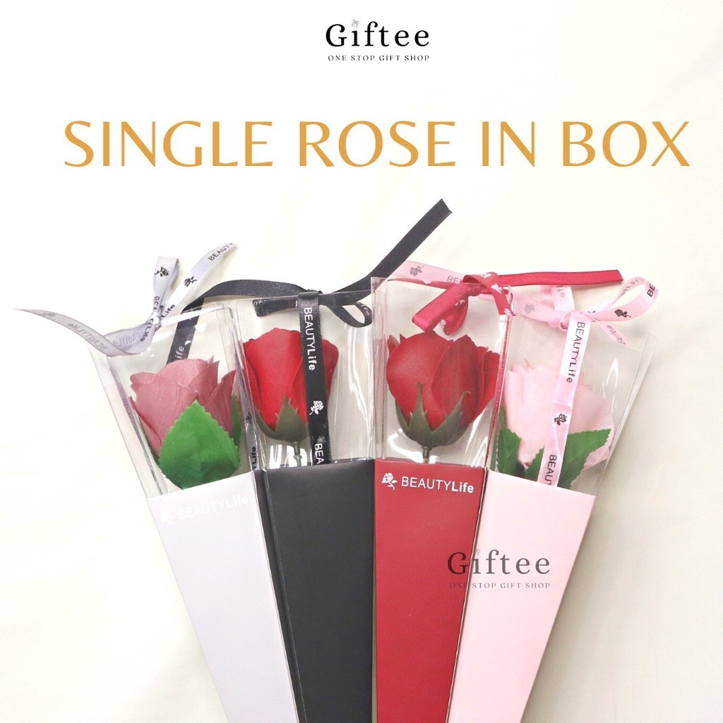 Jual SINGLE ROSE FLOWER IN BOX CONE ANGELINE KADO VALENTINE FLOWER WRAP ...