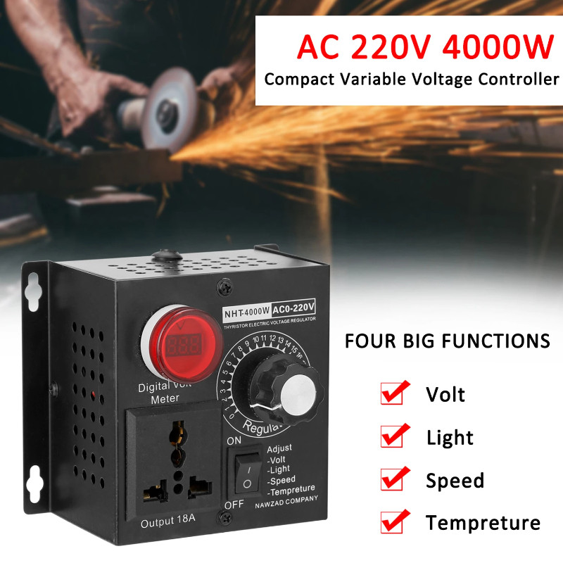 Jual 4000W Complete Dimmer Pengendali Tegangan AC 110V/220V Regulator ...