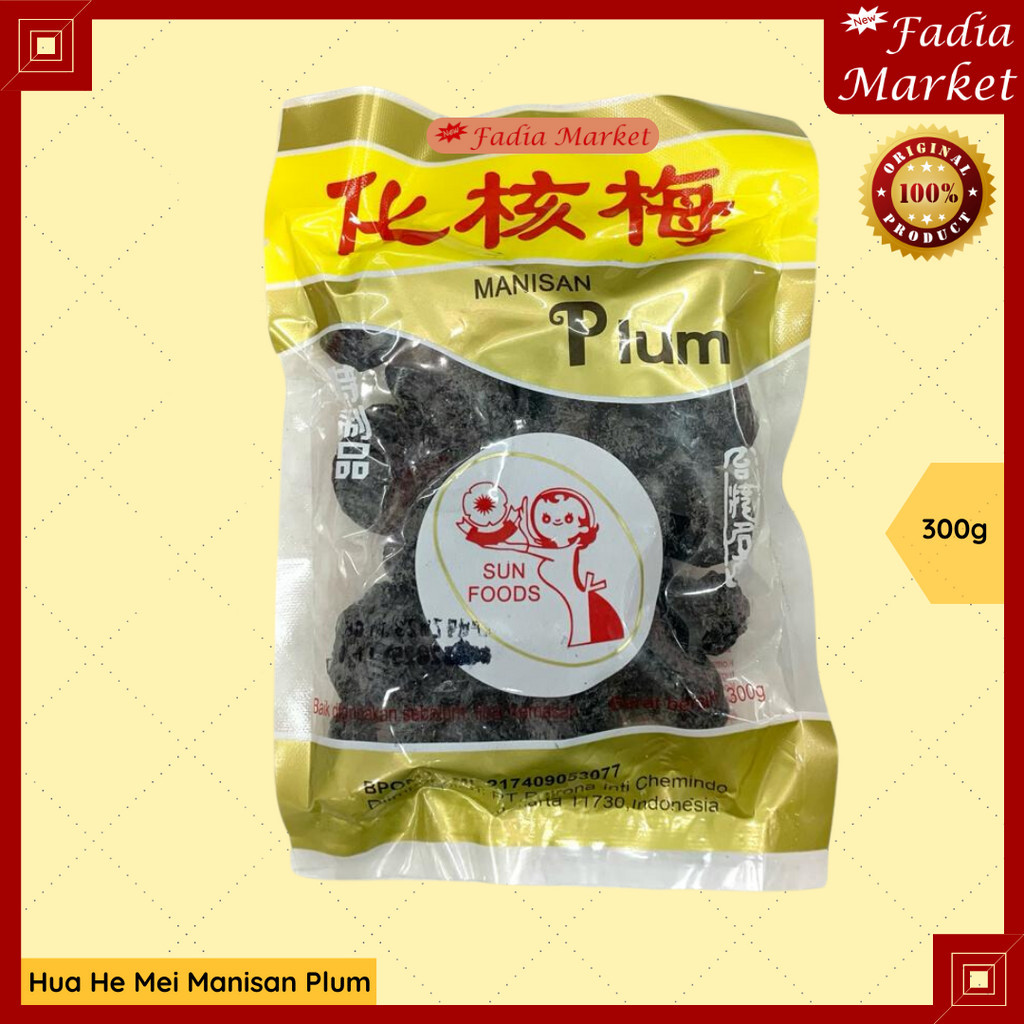 Jual Hua He Mei Manisan Plum Kering Hitam Tanpa Biji Imlek Sincia 300g ...