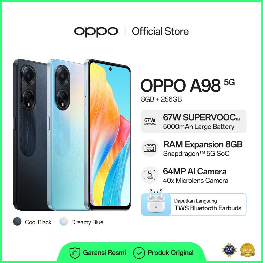 Jual OPPO A98 5G 8/256GB [67W SUPERVOOC 5000mAh, 8GB+8GB RAM Expansion ...