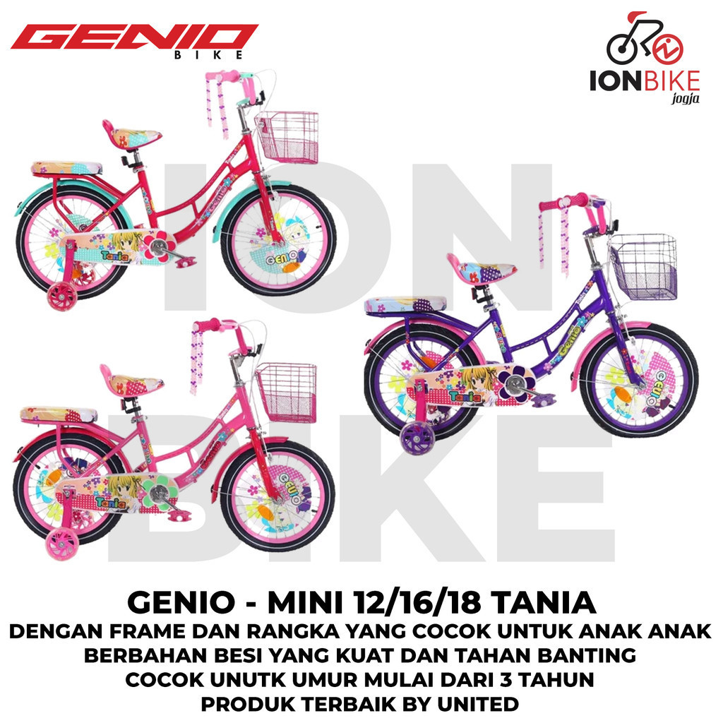Jual Sepeda Mini 12 16 18 Genio Tania Princess Anak Cewek Kids Bike ...