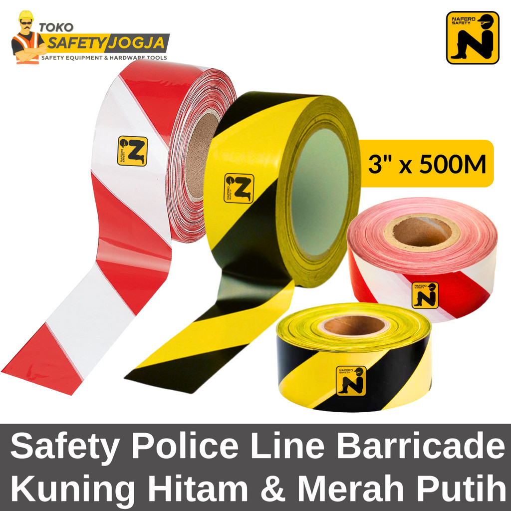 Jual SAFETY BARRICADE POLICE LINE 3INC X 500MTR PER 1ROLL GARIS HITAM KUNING DAN MERAH PUTIH ...