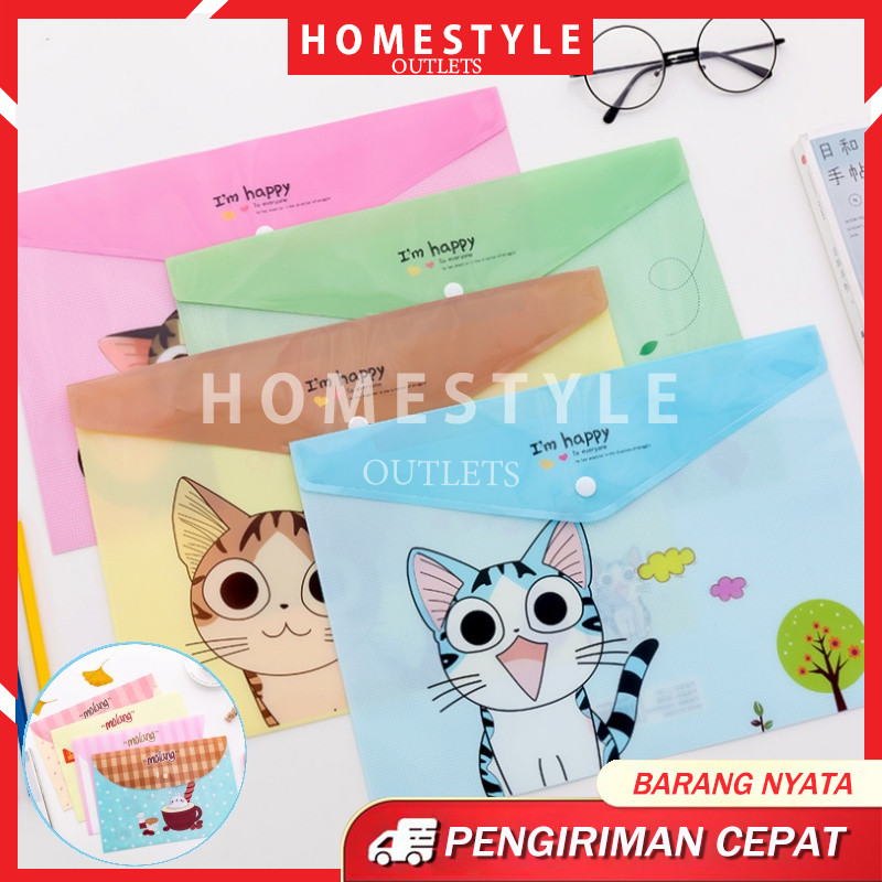 Jual Map A4 Plastik Kancing Karakter Motif Lucu / Anti Air Folder ...