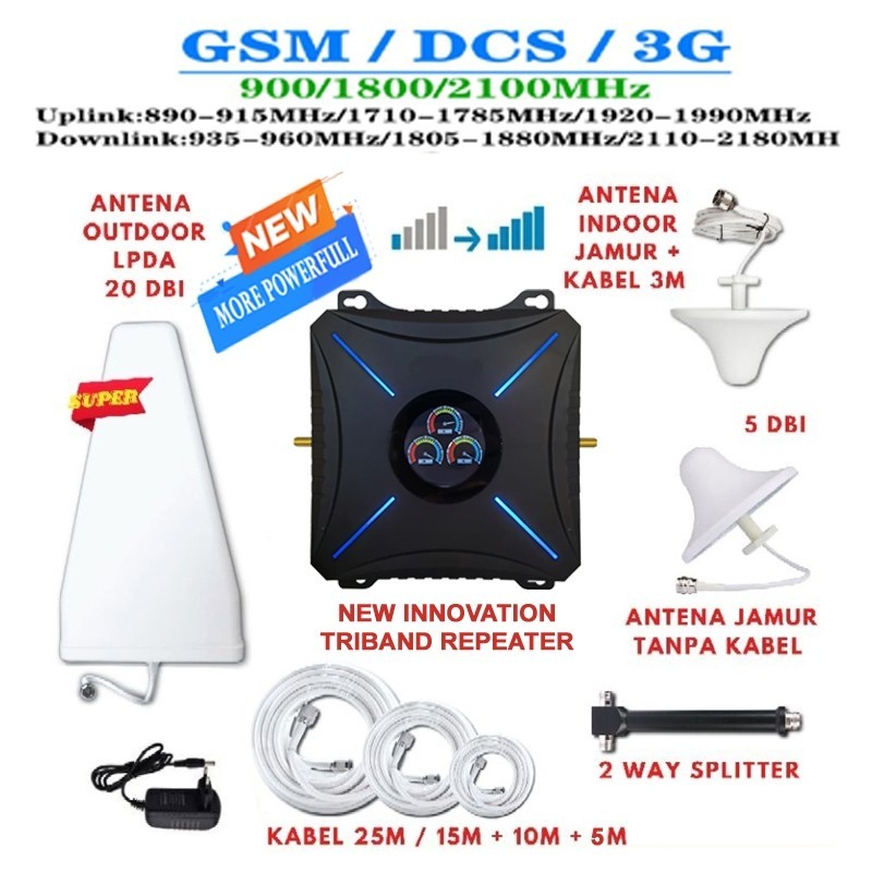 Jual BARU DUA ANTENA INDOOR 2 PENGUAT SINYAL INTERNET HP GSM TRI BAND 900 1800 2100 SIGNAL ...
