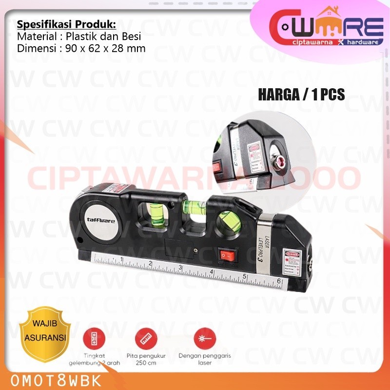 Jual Waterpass Waterpas Penggaris Laser Horizontal Vertical 250 cm ...