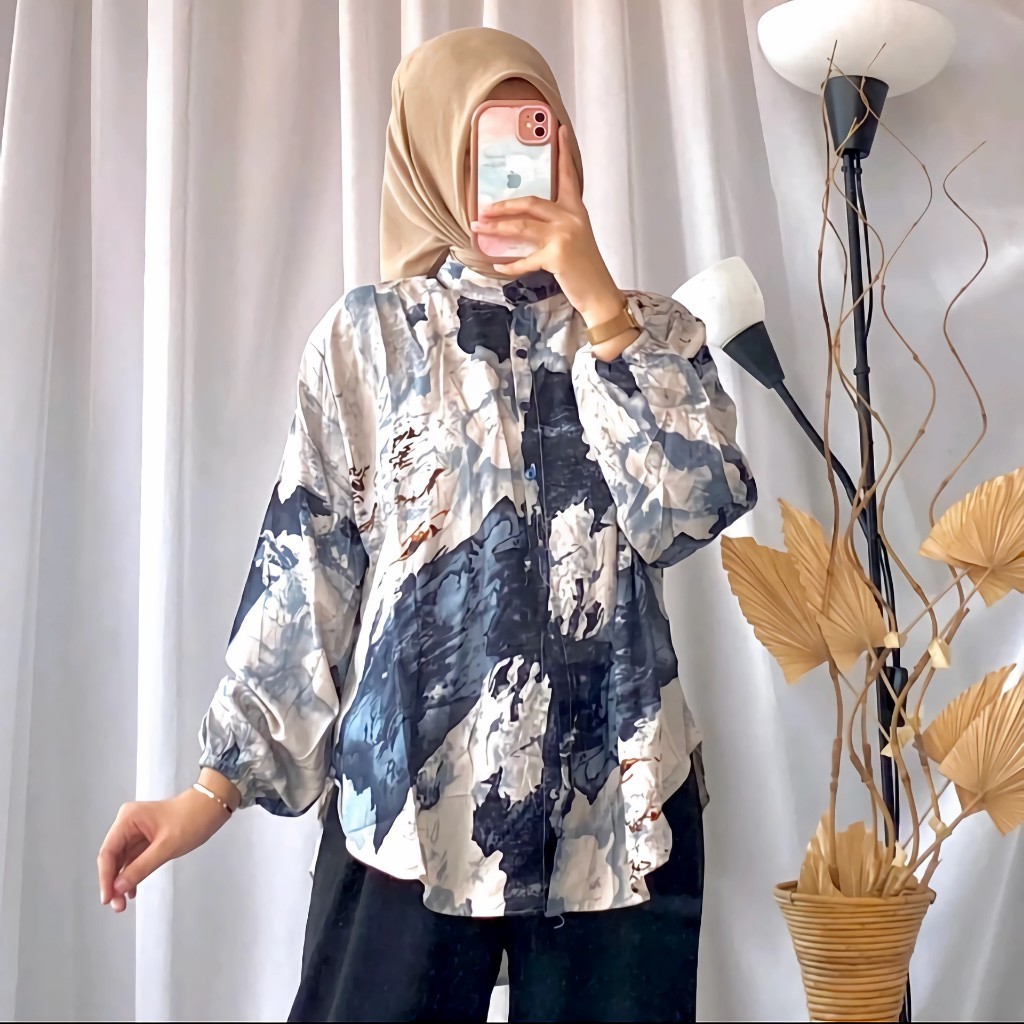 Jual Atasan Rayon Wanita Oversize Rayon Viscose Motif Full Print Korean ...