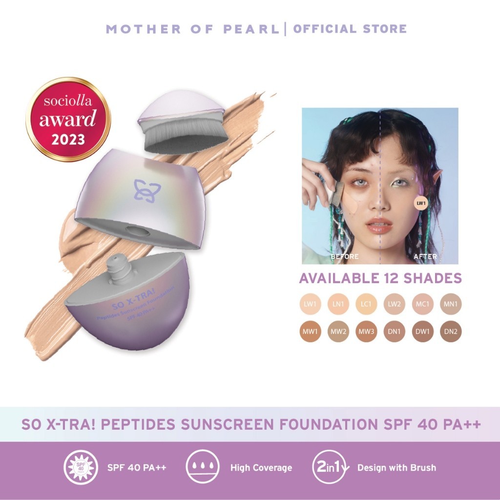 Jual MOP Mother Of Pearl - So X-TRA! Peptides Sunscreen Foundation SPF 40 PA ++ [Made by Tasya ...