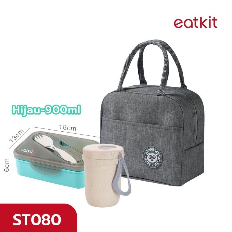 Jual eatkit 3in1 Kotak Makan Set/1200ml bekal makan set/Lunch Box set/tempat bekal with Tas ...