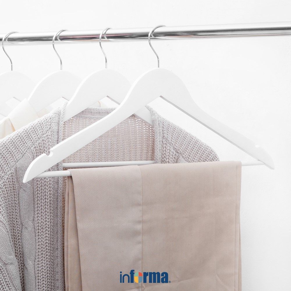 Jual Informa 44.5 cm Set 8 Pcs Hanger Baju Kayu - Putih Henger ...