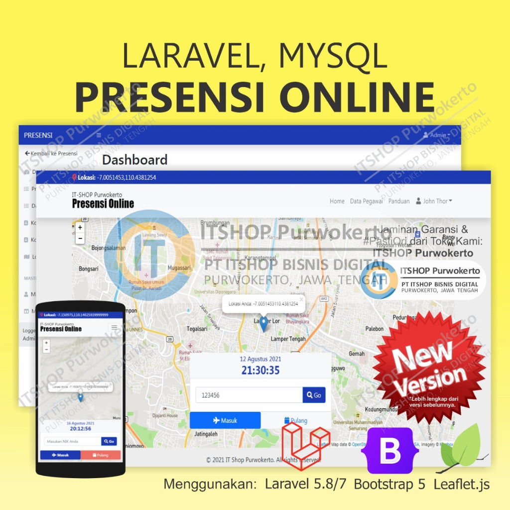 Jual Source Code Laravel Aplikasi Web Presensi Online WFH Fitur Lokasi Maps LeafletJS | Shopee ...