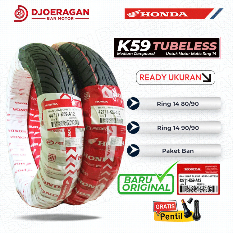 Jual Ban TUBELESS Motor Matic AHM HONDA FEDERAL k59 RING 14 Depan 80/90-14 dan Belakang 90/90-14 ...