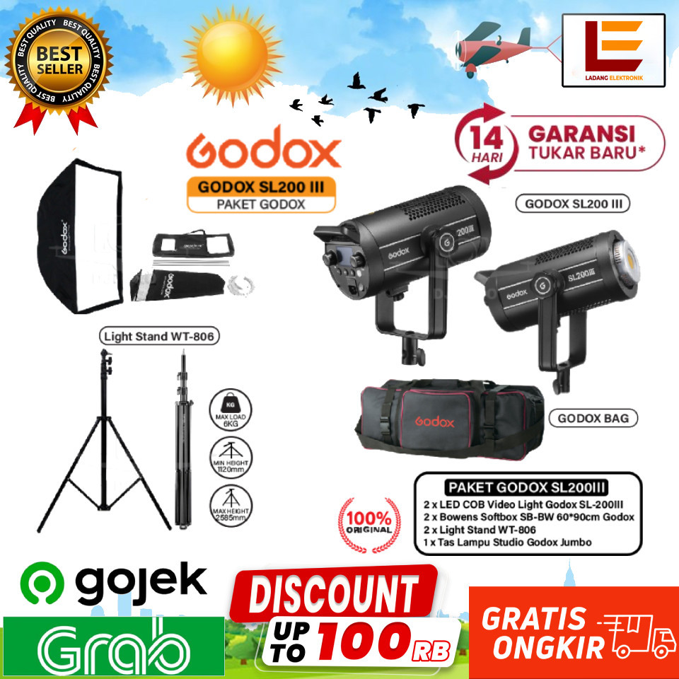 Jual Paket Studio Godox SL200III SL 200 III SL200 III Lightstand ...
