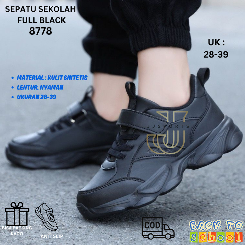 Jual Sepatu Sneakers Hitam sepatu anak-anak siswa 28-39 / Sepatu ...