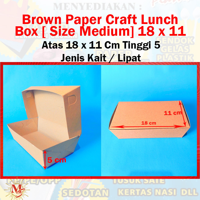 Jual Brown Paper Craft Lunch Box [ Size Medium] 18 x 11 - Lembaran ...