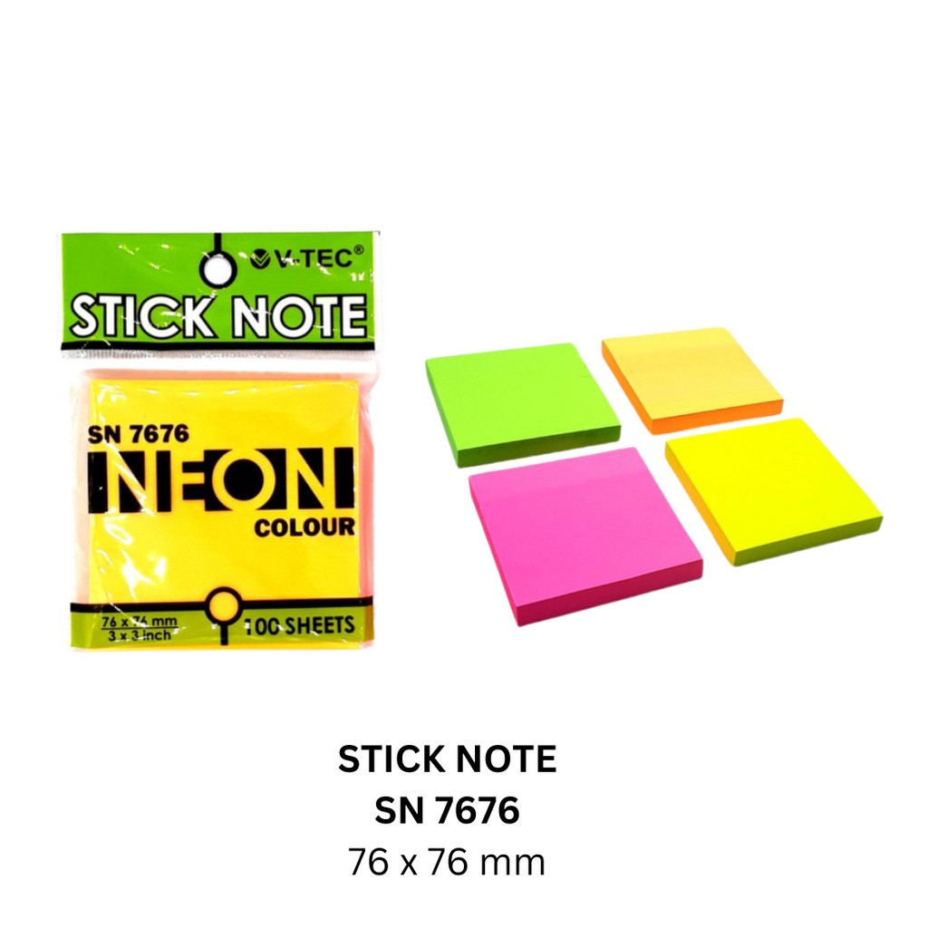Jual Stick Note V-TEC SN 7676 No. 654 Sticky Notes 76 x 76 mm Memo ...