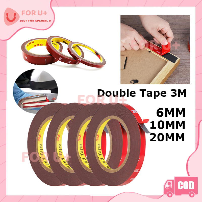 Jual Double tape 3m Merah Double tip Lem 2 Sisi Kecil Besar Panjang 3M - Lebar 20mm | Shopee ...