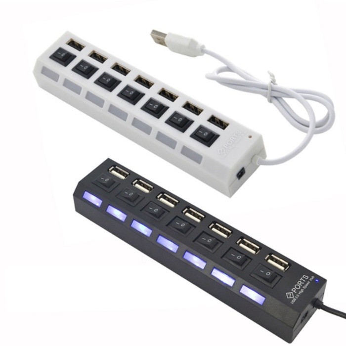 Jual USB HUB 7PORT SAKLAR ON/OFF / HUB USB2.0 EXTENSION 7 PORT ON OFF ...