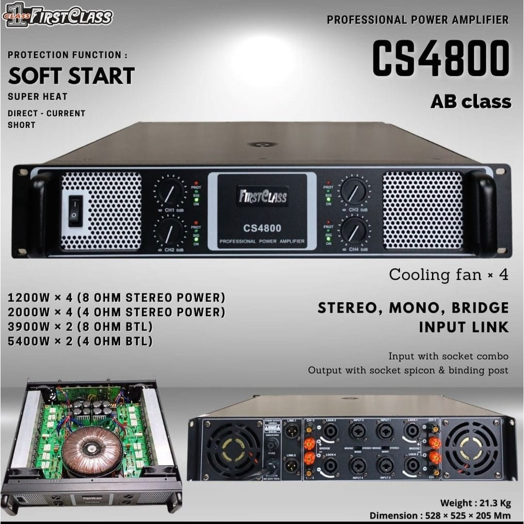 Jual Power Firstclass CS 4800 / CS4800 Class Ab 1200 W X 4 Original ...