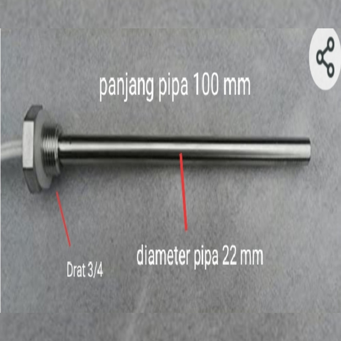 Jual Catridge Heater Ø pipa 22 mm panjang 100 mm 100 Watt 220 Volt ...