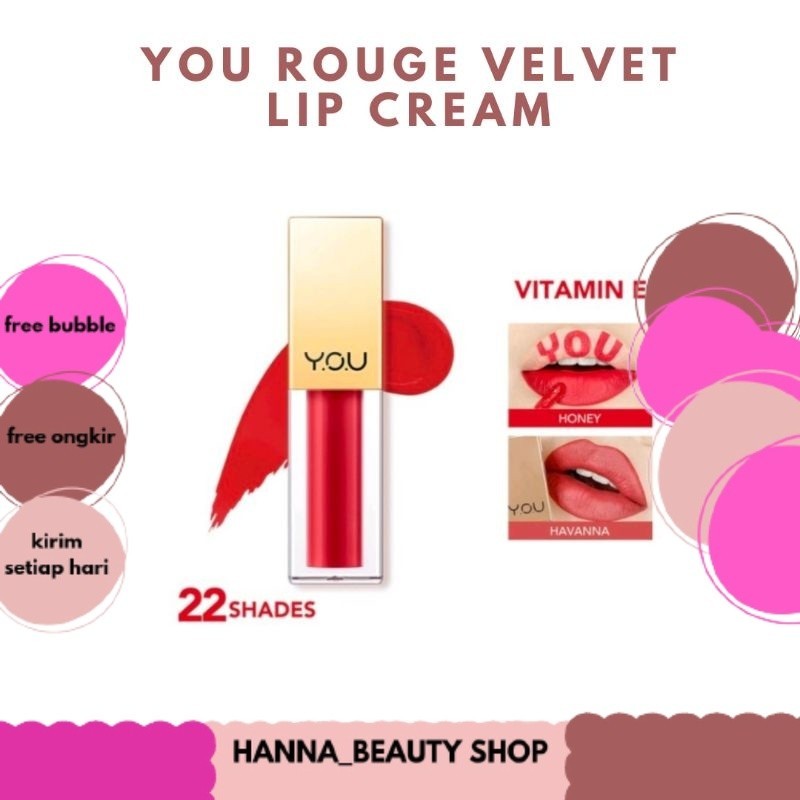 Jual ORIGINAL 100% YOU ROUGE VELVET MATTE LIP CREAM | Shopee Indonesia
