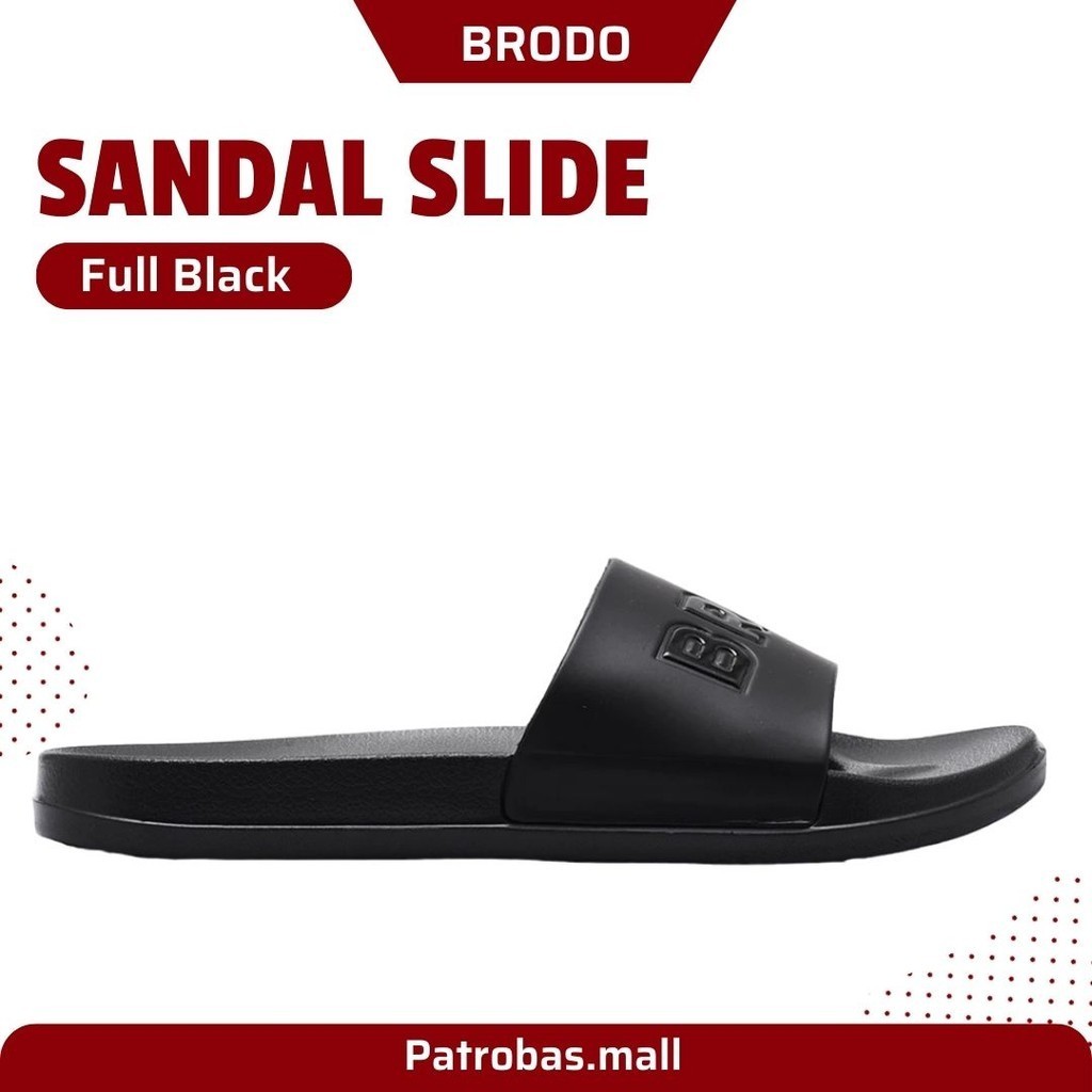 Jual BRODO Sandal Broslides BRO-DO Full Black Original Sendal Slide ...