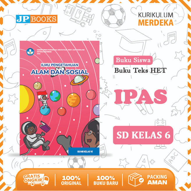 Jual JP Books – (KURIKULUM TERBARU) Buku Siswa / Buku Teks HET Kurmer Sekolah IPAS SD Kelas 6 ...