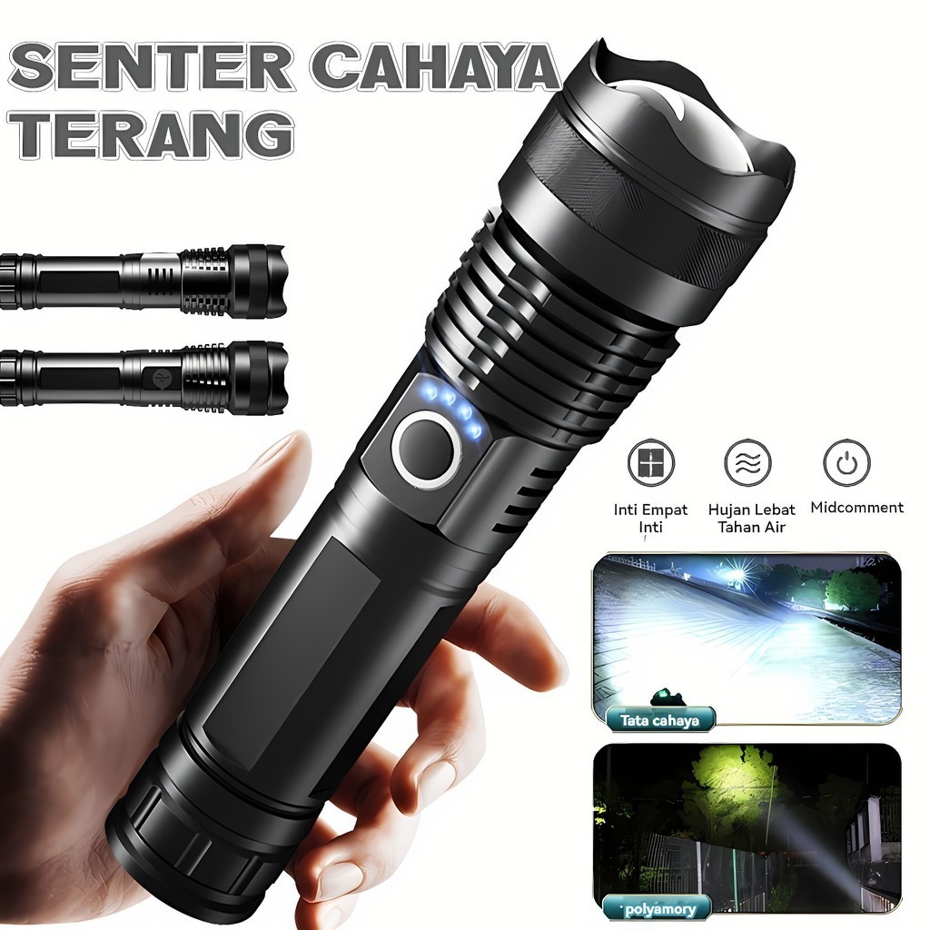 Jual Senter Tactical Super Terang XHP50 USB Type-C LED SWAT Police ...