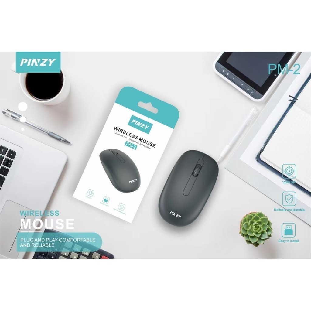Jual PINZY PM-2 Wireless Mouse 1200DPI Mouse Bluetooth Plug and Play ...