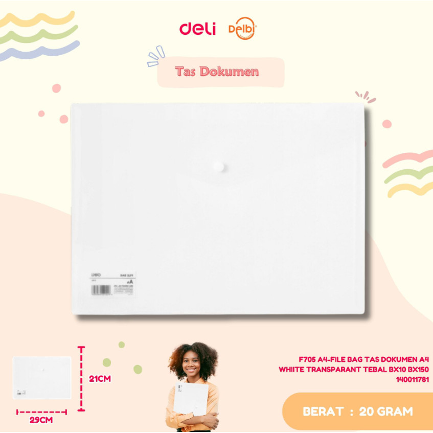 Jual （1PC）A4 Map Mika Kancing Big/Map Dokumen DELI F706 & F705 FC-FILE ...