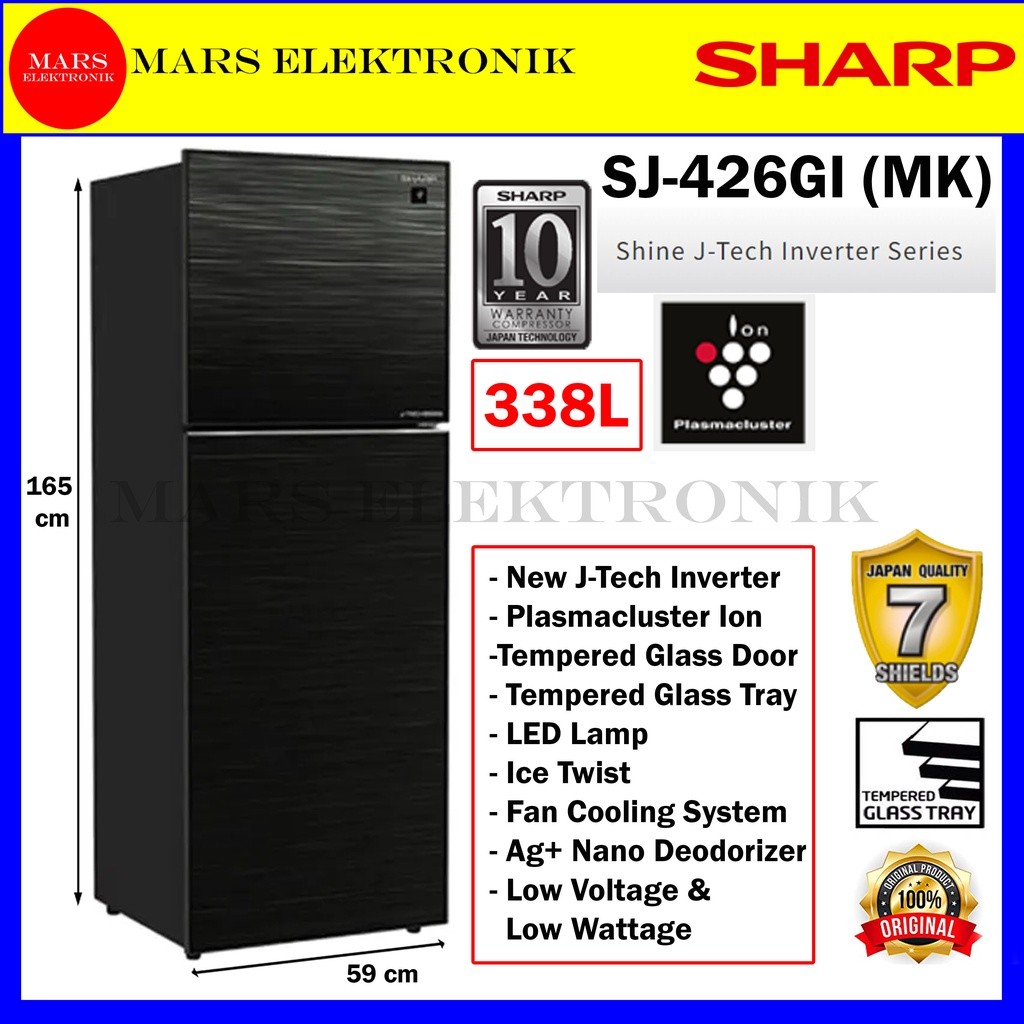 Jual KULKAS SHARP SJ-426GI MK / 338 LITER / INVERTER / SHINE J TECH INVERTER / SJ 426 GI MK ...
